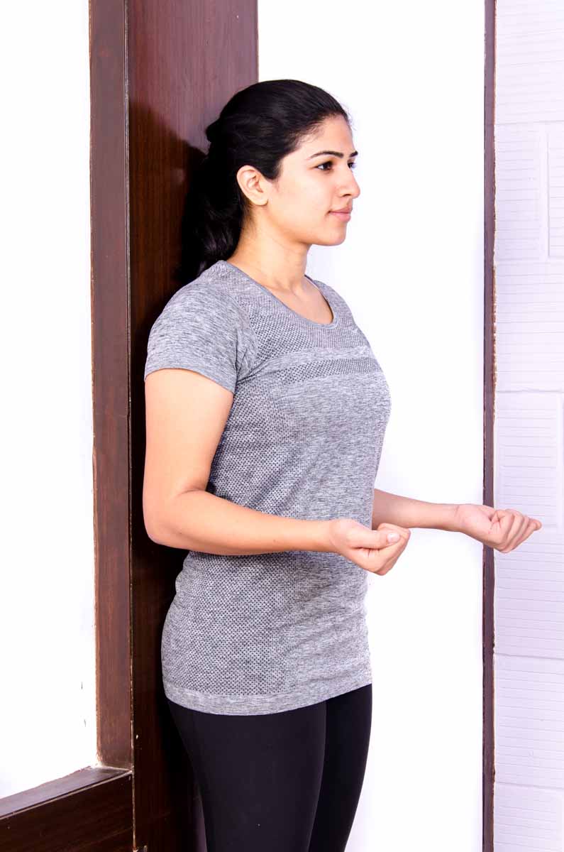 Standing Shoulder External Rotation near Wall
